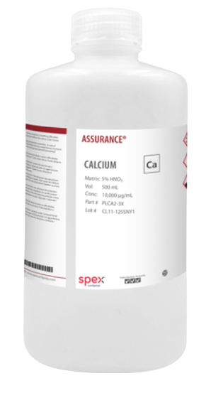 Calcium, 10,000 µg/mL, for AA and ICP (500 mL), PLCA2-3X SPEX #1100109